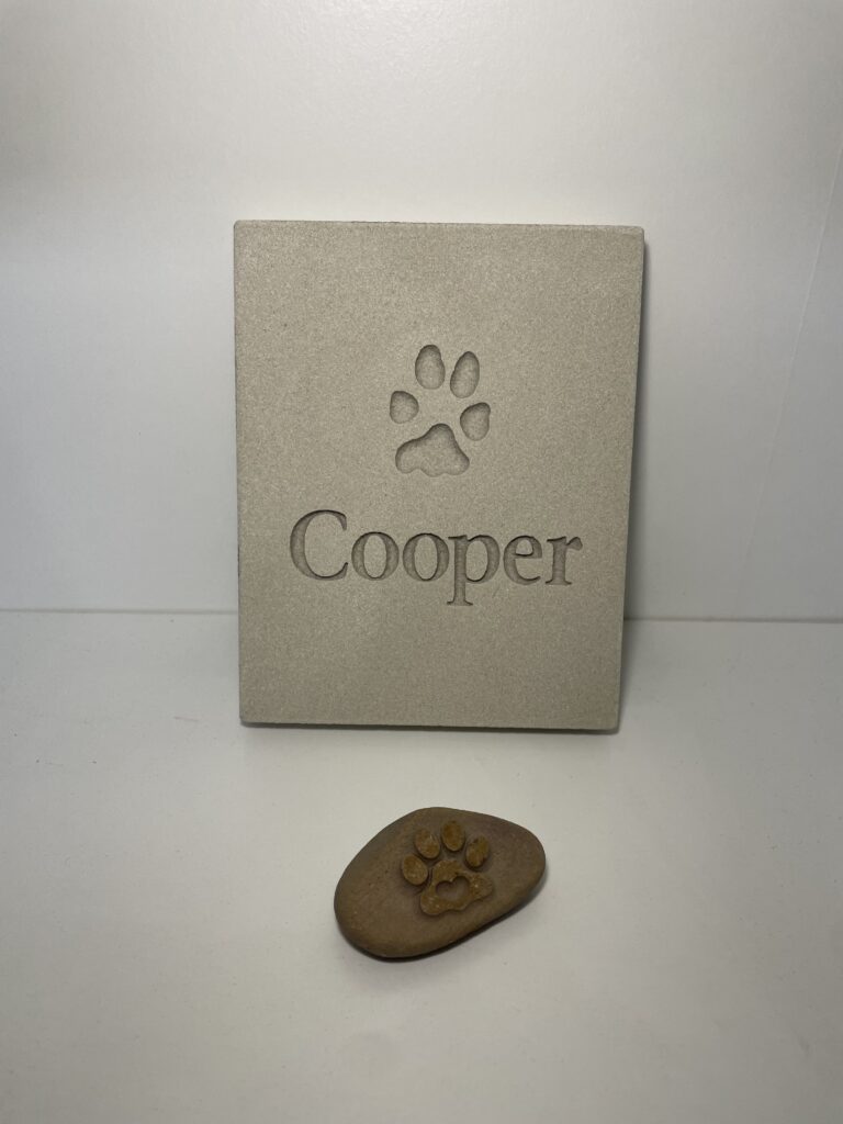 Stone Paw Impression with your Loved One's Pawprint/Name (Can be placed ...